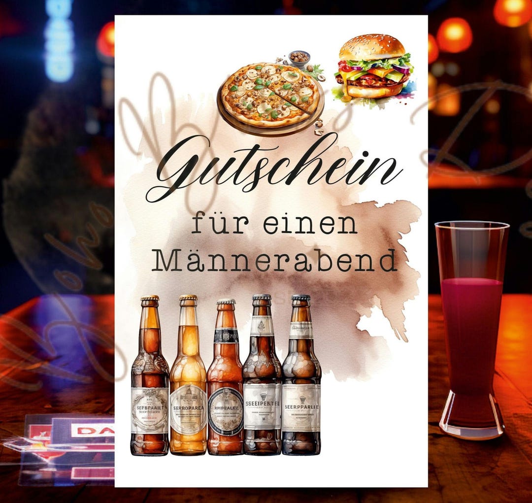 Voucher Men's Evening, Voucher for Men, Voucher for Him, Invitation Men ...