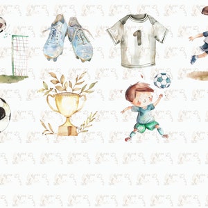 Watercolor Football Clipart, Kids Sport Clip Art, Soccer Clipart ...