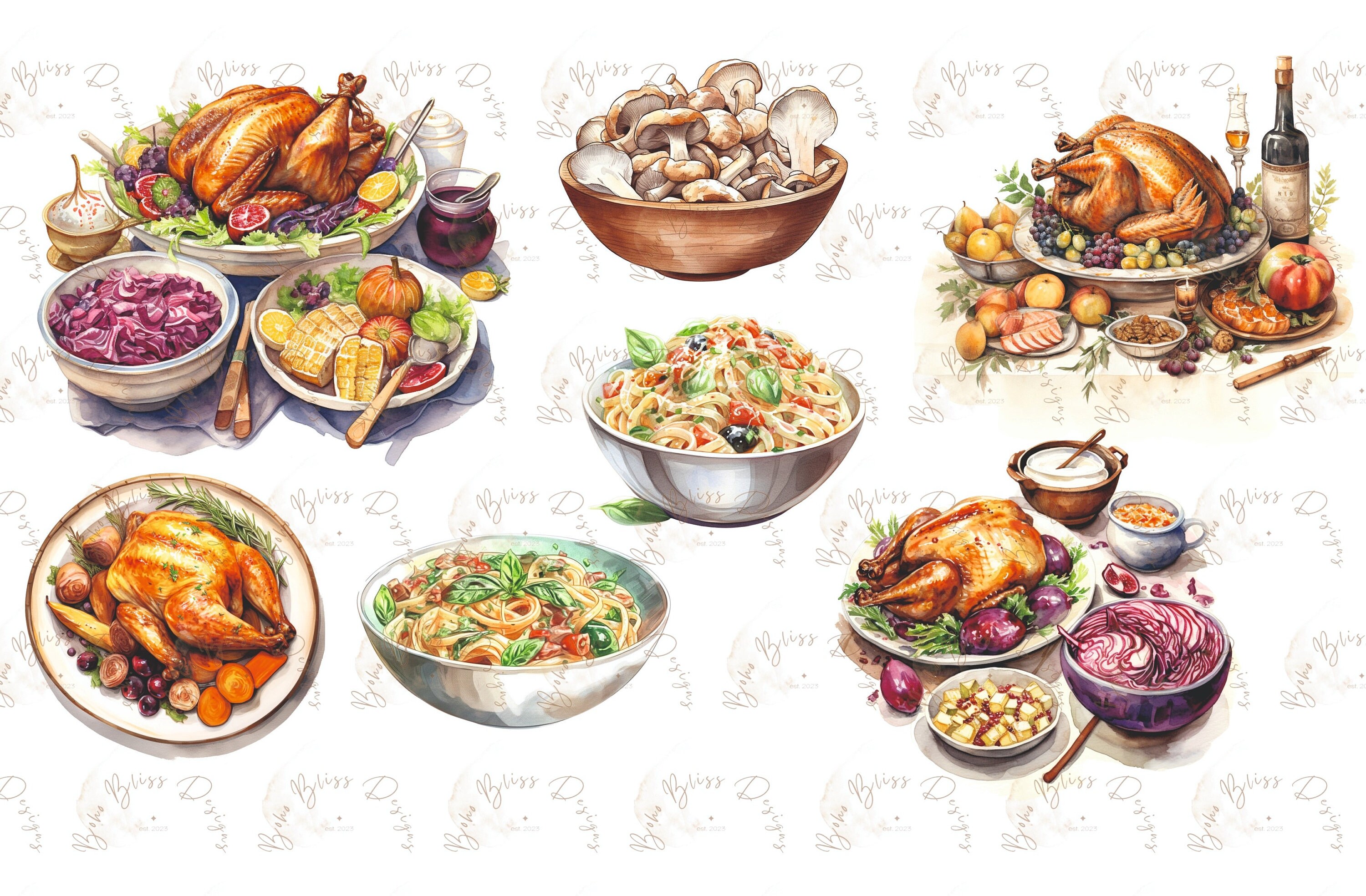 Watercolor Thanksgiving Clipart, Fall Clipart, Thanksgiving Clipart ...