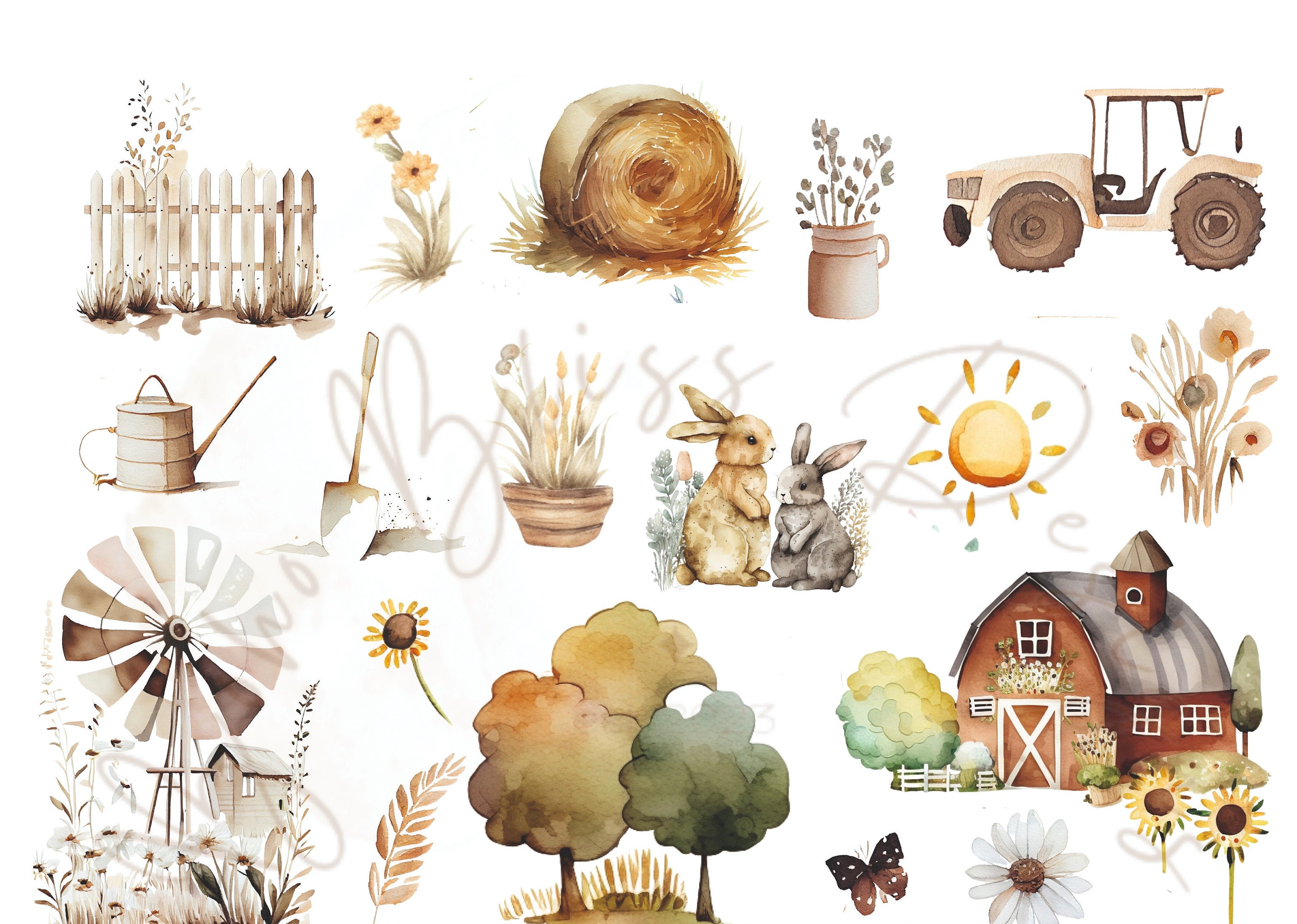 Clipart Farm Cute Farm Clipart Farm Animals Watercolor Cute - Etsy Canada