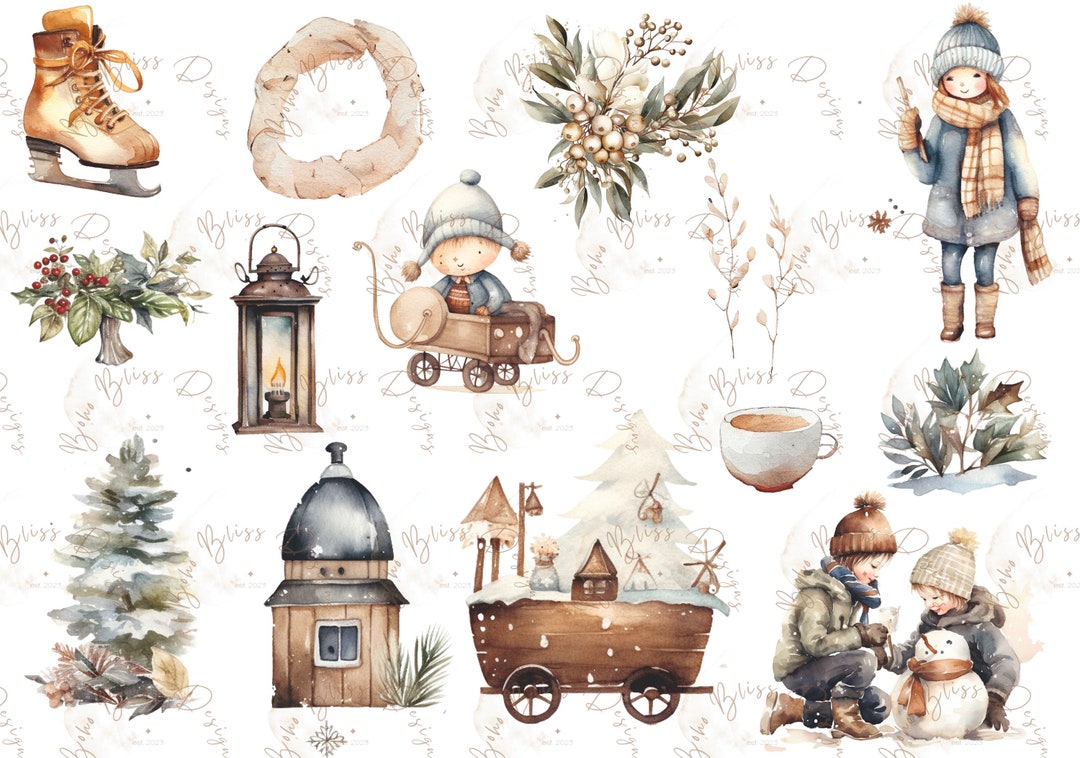 Clipart Winter Watercolor Winter Clipart Winter Wonderland Watercolor ...