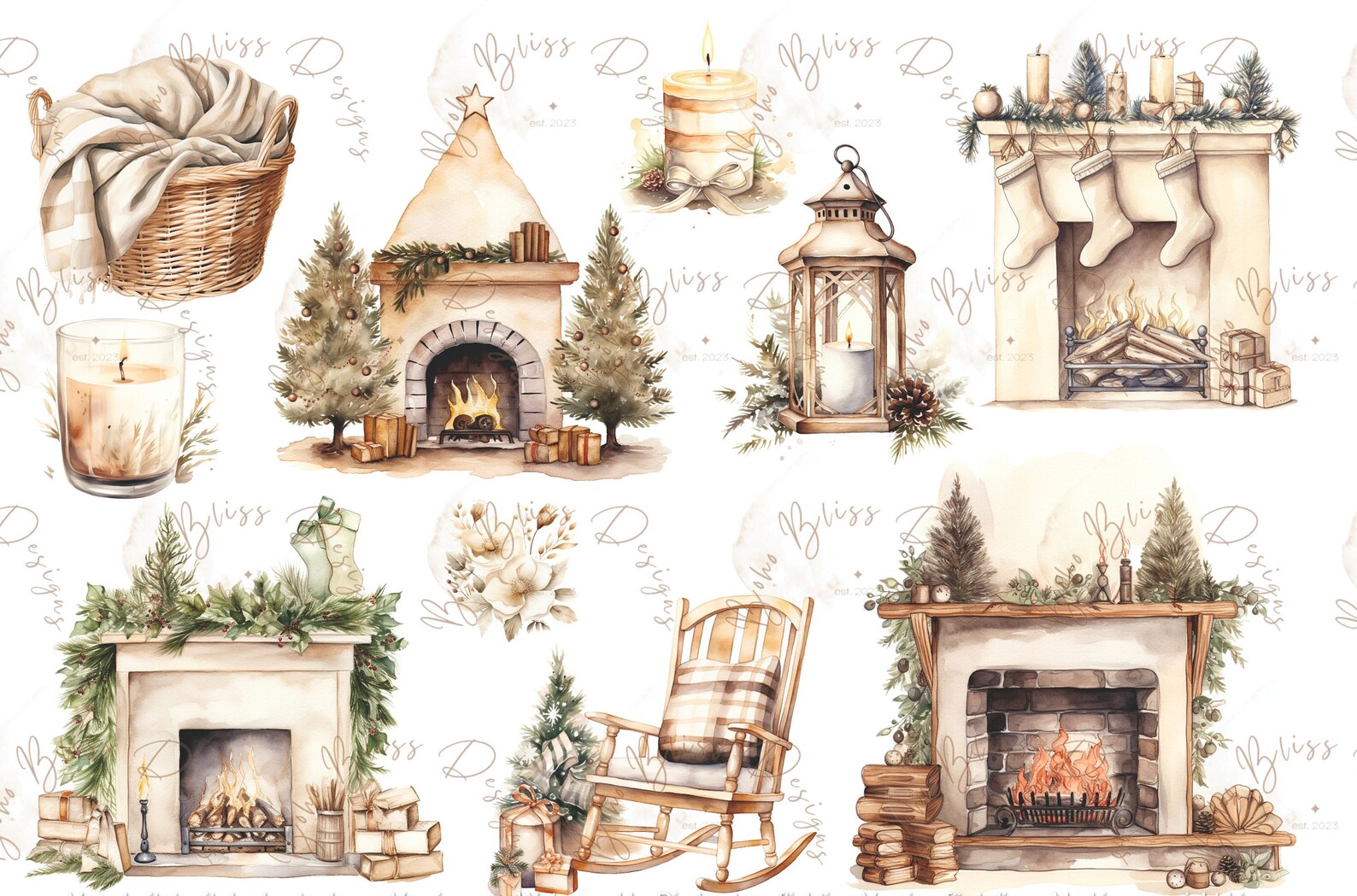 Watercolor Christmas clipart Winter cozy Holiday Clip art - Etsy.de