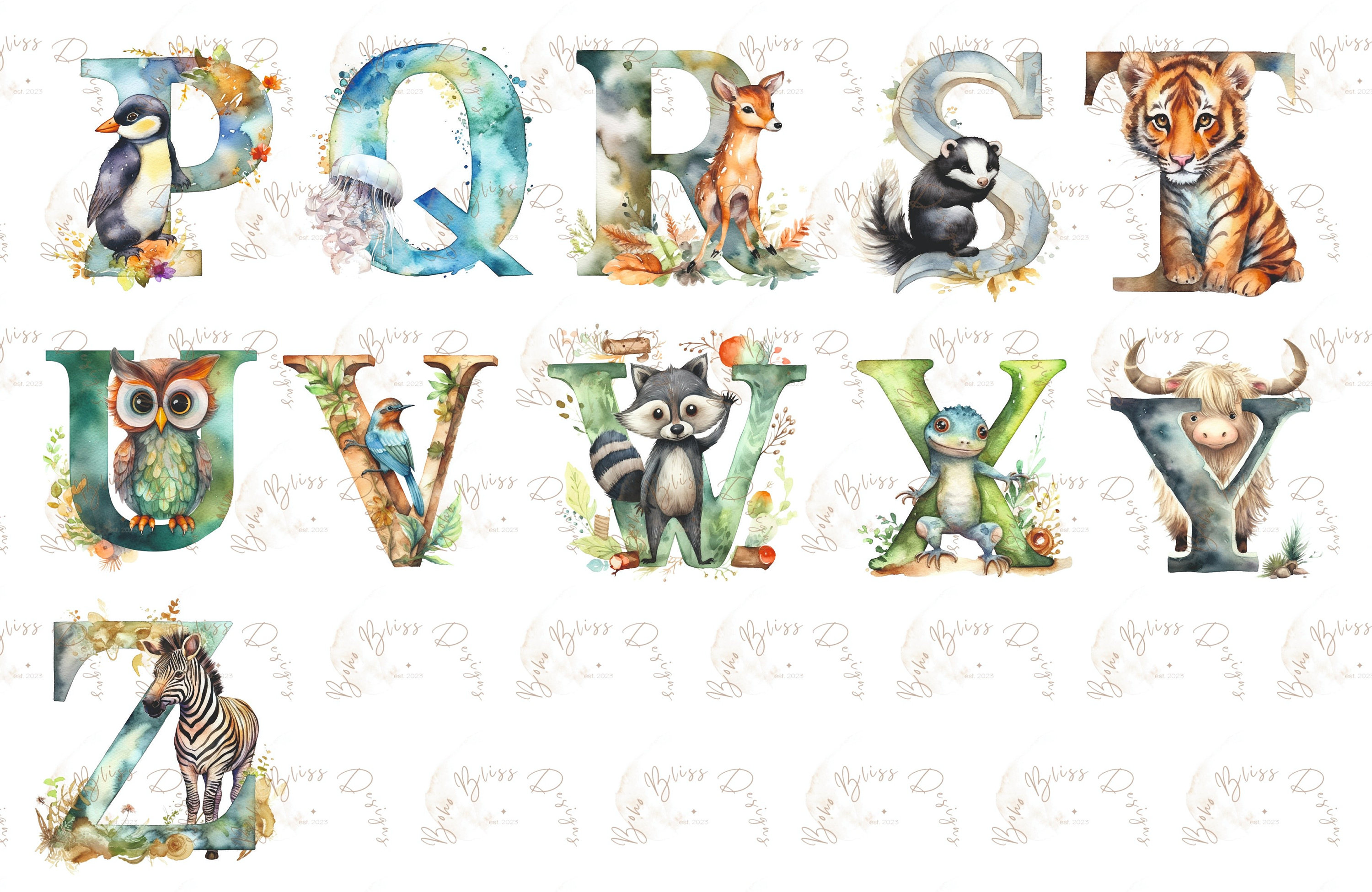 Watercolor Alphabet Clipart Letters Download Watercolor Letters ABC ...