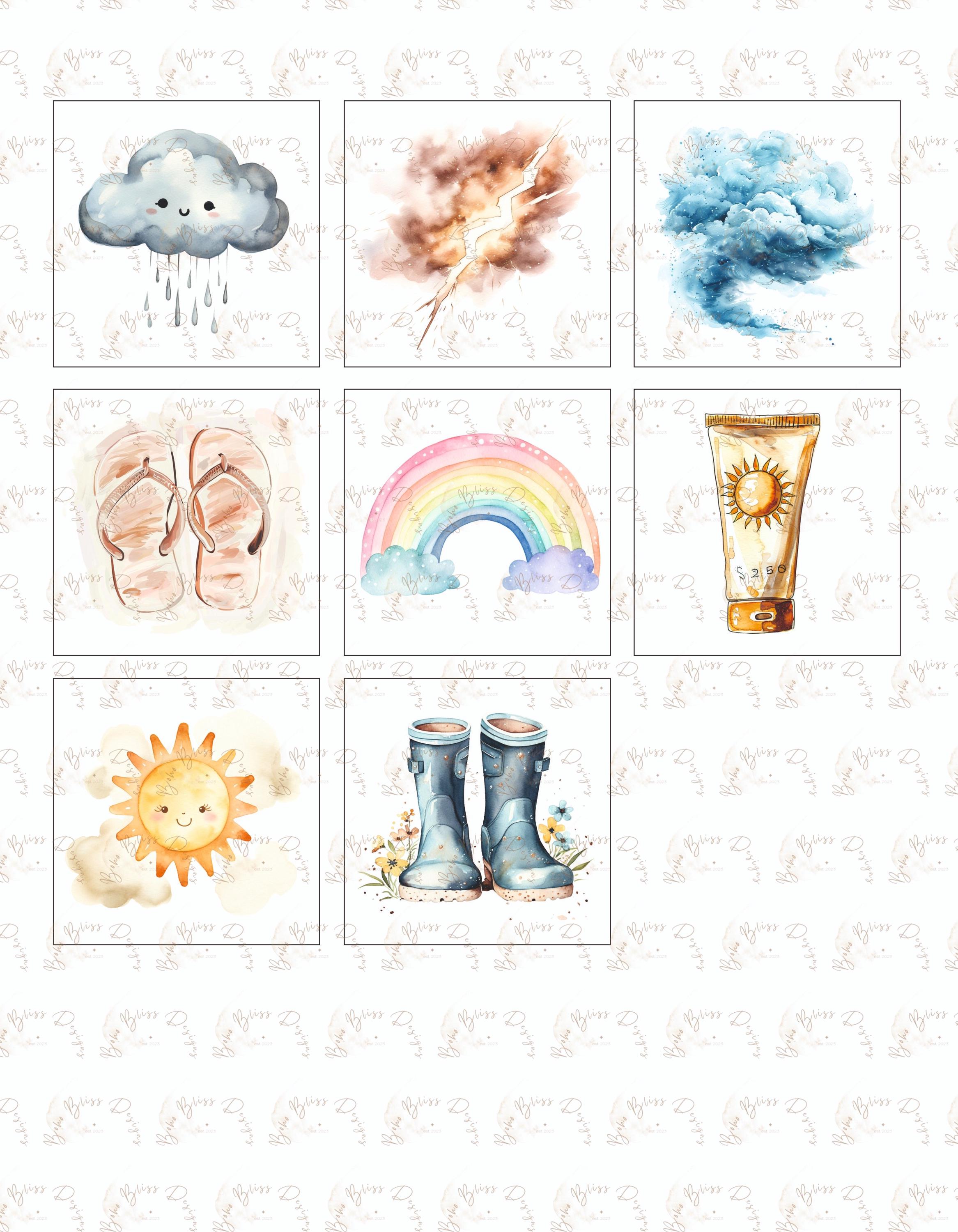 Weather Memory Game, PRINTABLE Memory Game, Memory Game Download ...
