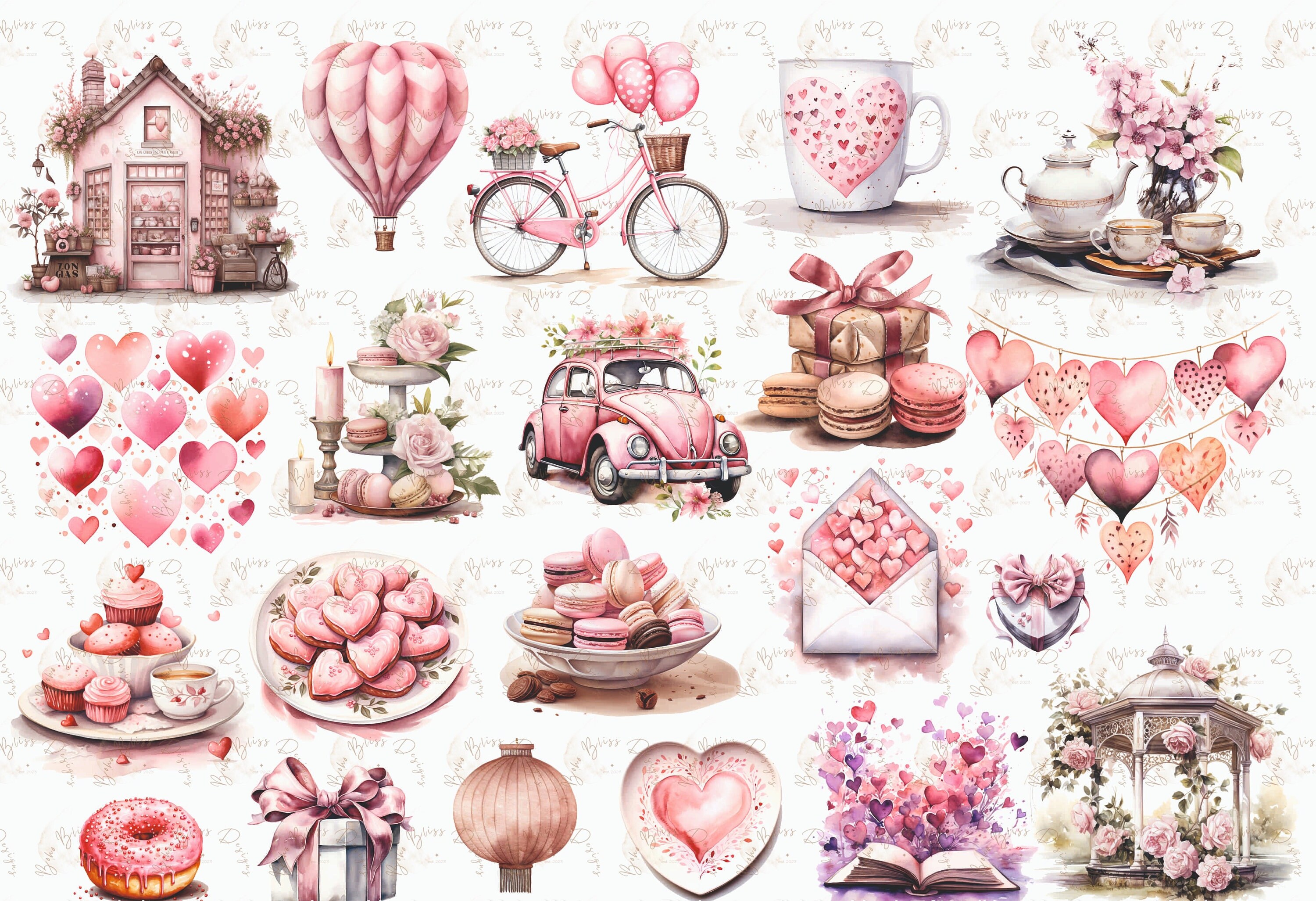 Watercolor Valentines Day Clipart, Valentines Download, Love Clipart ...
