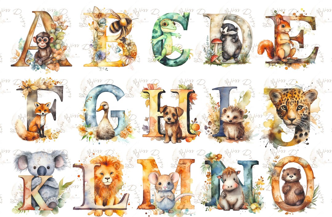 Watercolor Alphabet Clipart Letters Download Watercolor Letters ABC ...