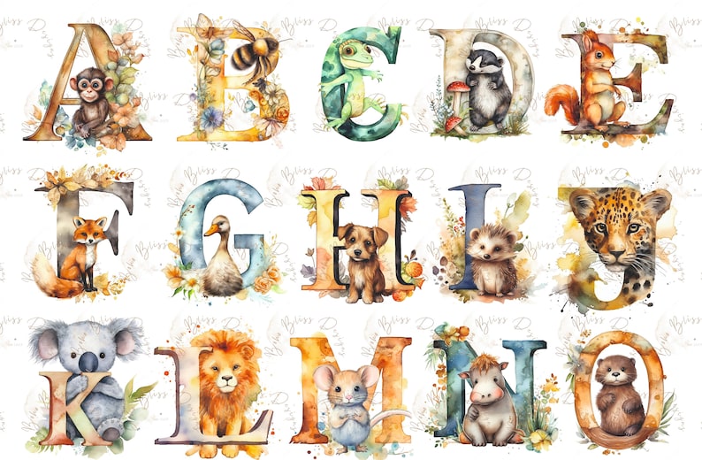 Watercolor Alphabet Clipart Letters Download Watercolor Letters ABC ...