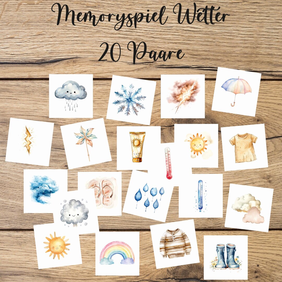 Weather Memory Game, PRINTABLE Memory Game, Memory Game Download ...
