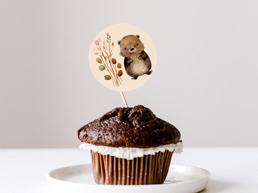 Cupcake Topper Muffin Topper Animals Watercolor Children's Birthday ...