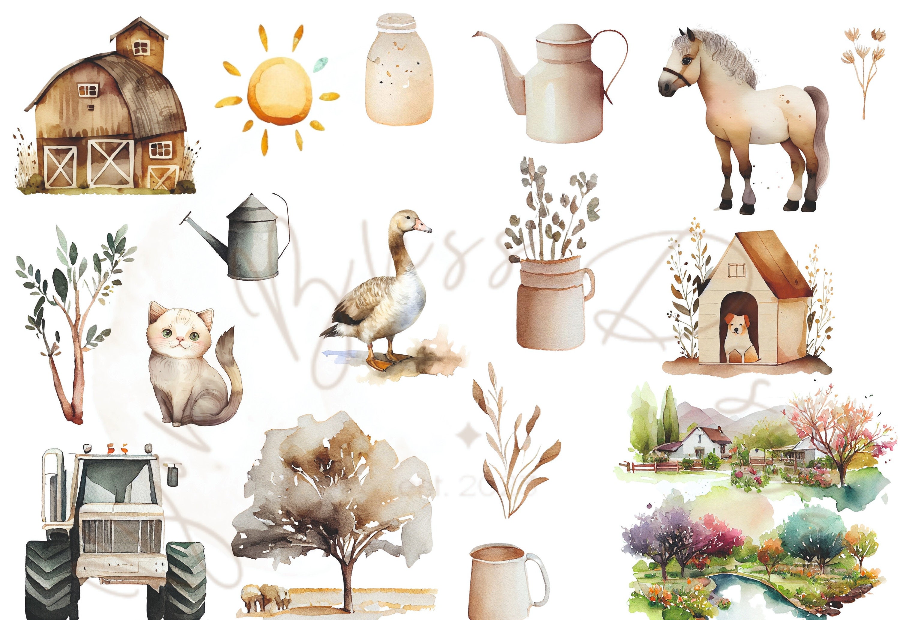 Clipart Farm Cute Farm Clipart Farm Animals Watercolor Cute - Etsy Canada
