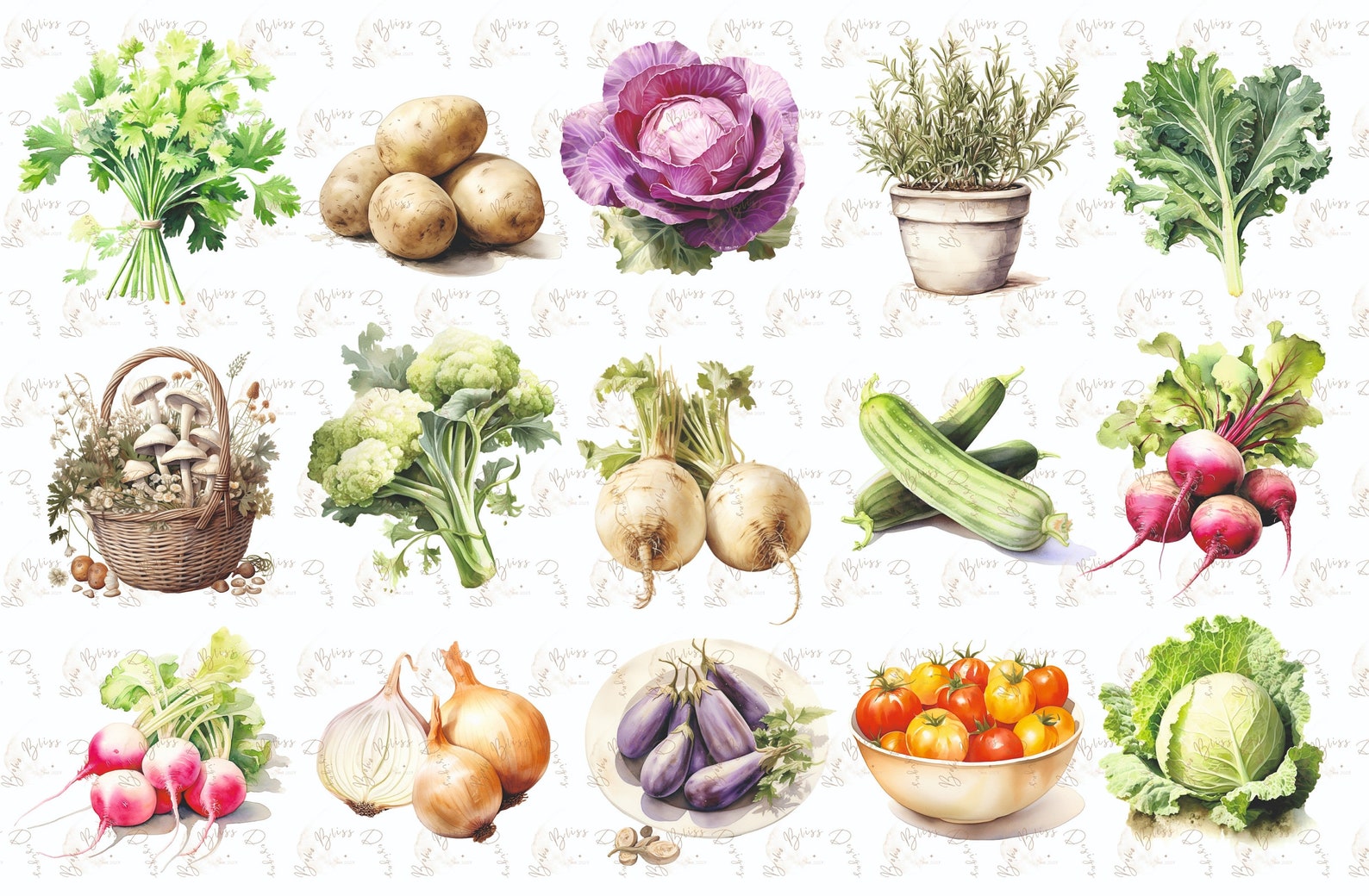 Watercolor Vegetables Clipart, Healthy Food Download, Food Clipart ...