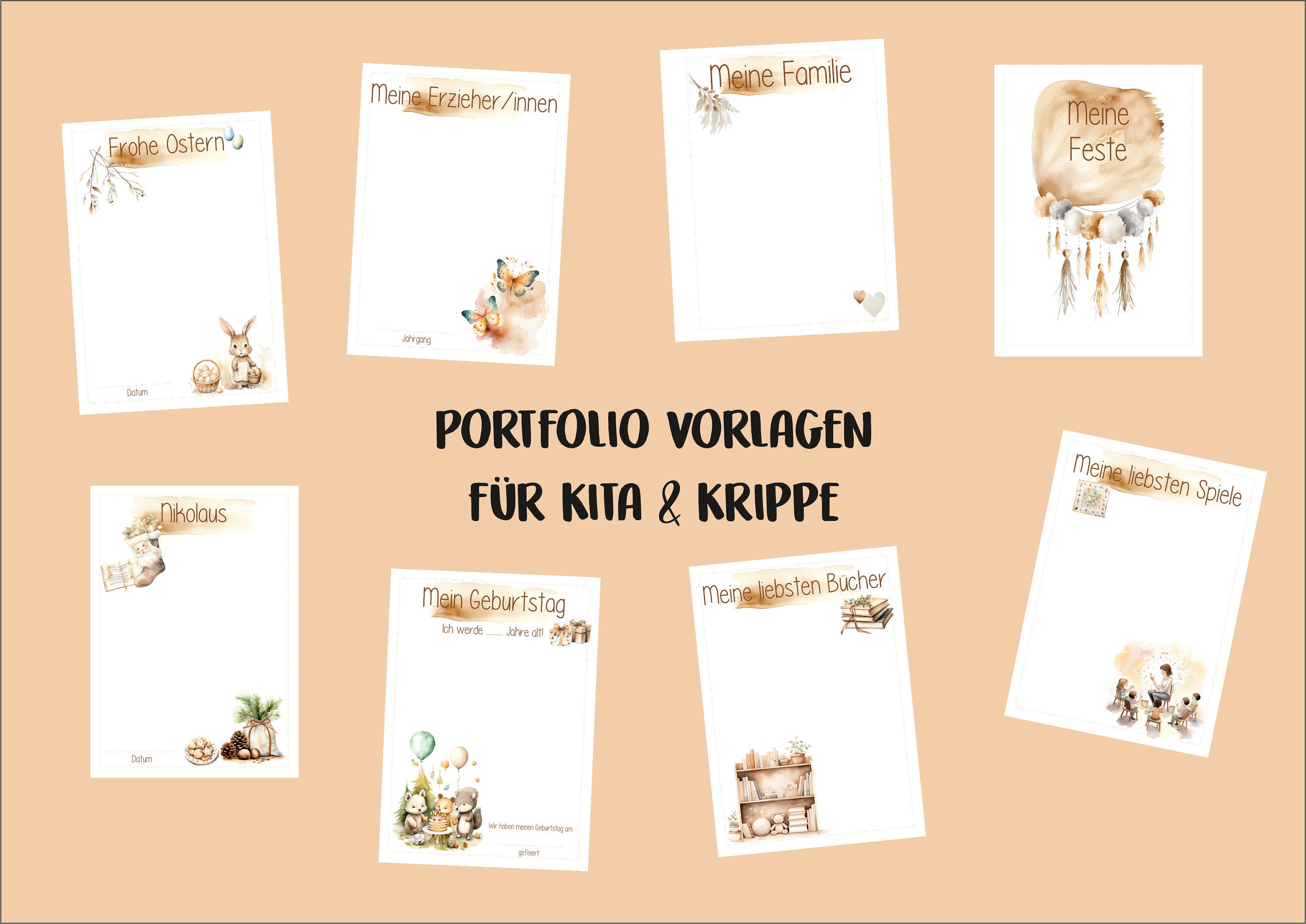 Portfolio Templates Kindergarten and Crèche, Kindergarten Folder ...