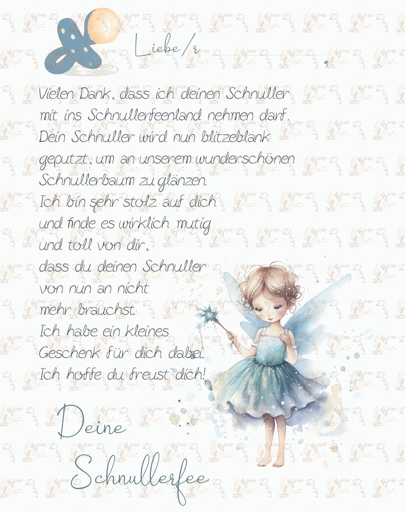Pacifier Fairy Post, Pacifier Fairy Letter Boys, Pacifier Fairy Gift ...