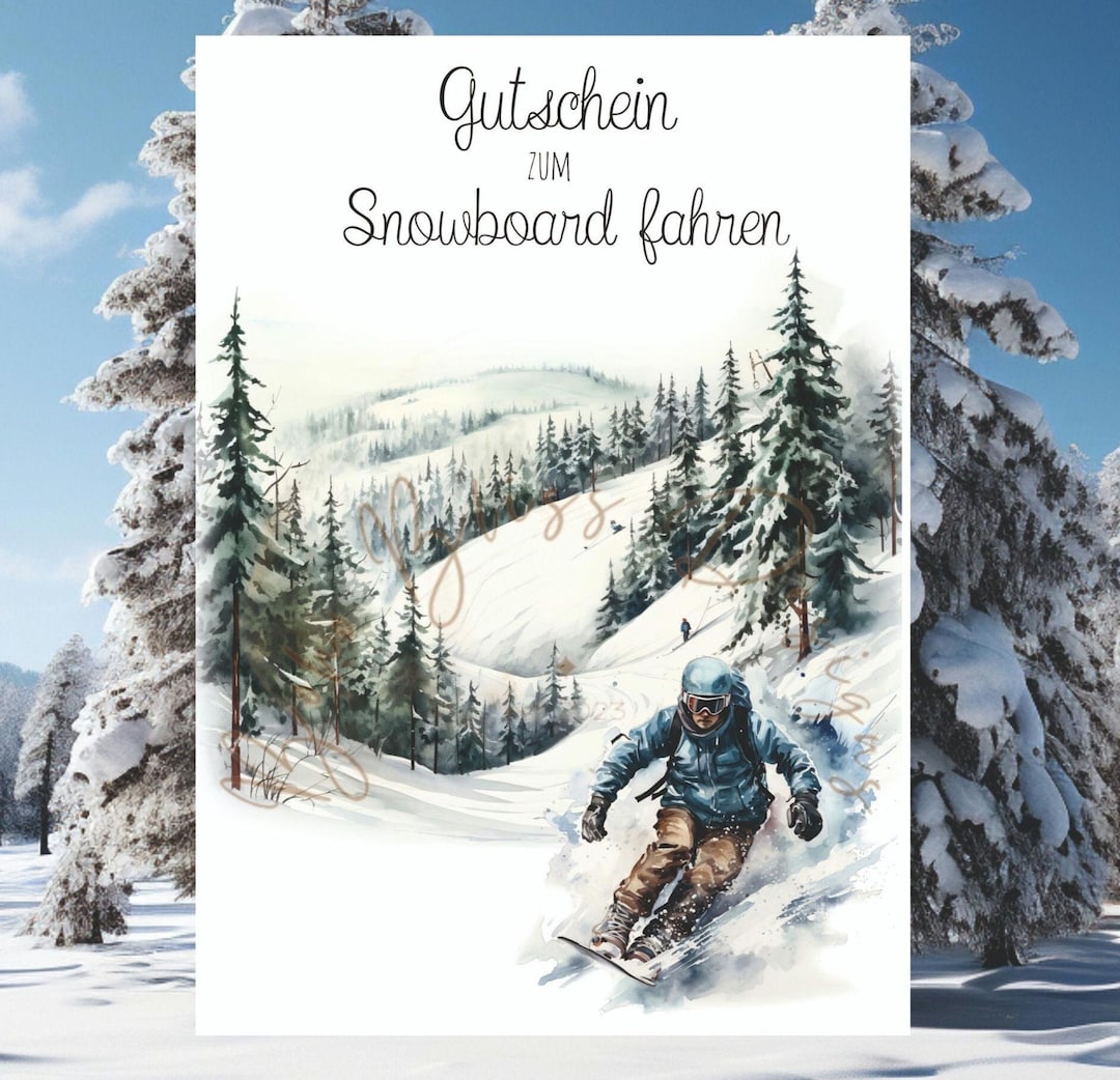 Snowboard Voucher, Snowboard Cash Gift, Snowboard Voucher Card, Winter ...