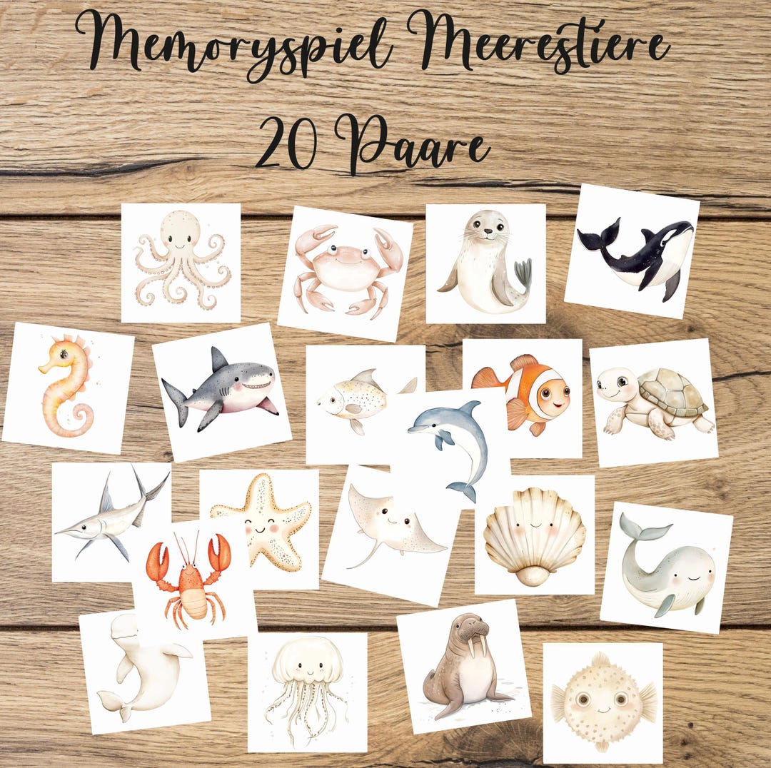 Sea Animals Memory Game, PRINTABLE Memory Game, Memory Game Download ...