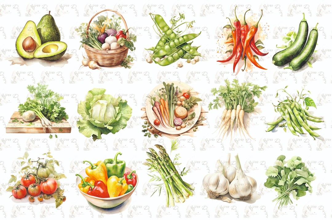 Watercolor Vegetables Clipart, Healthy Food Download, Food Clipart ...