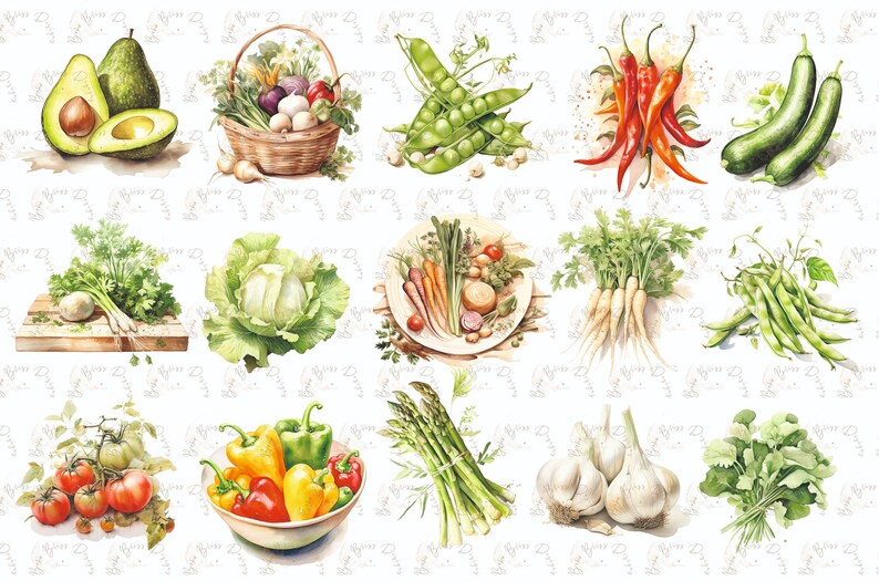 Watercolor Vegetables Clipart, Healthy Food Download, Food Clipart ...