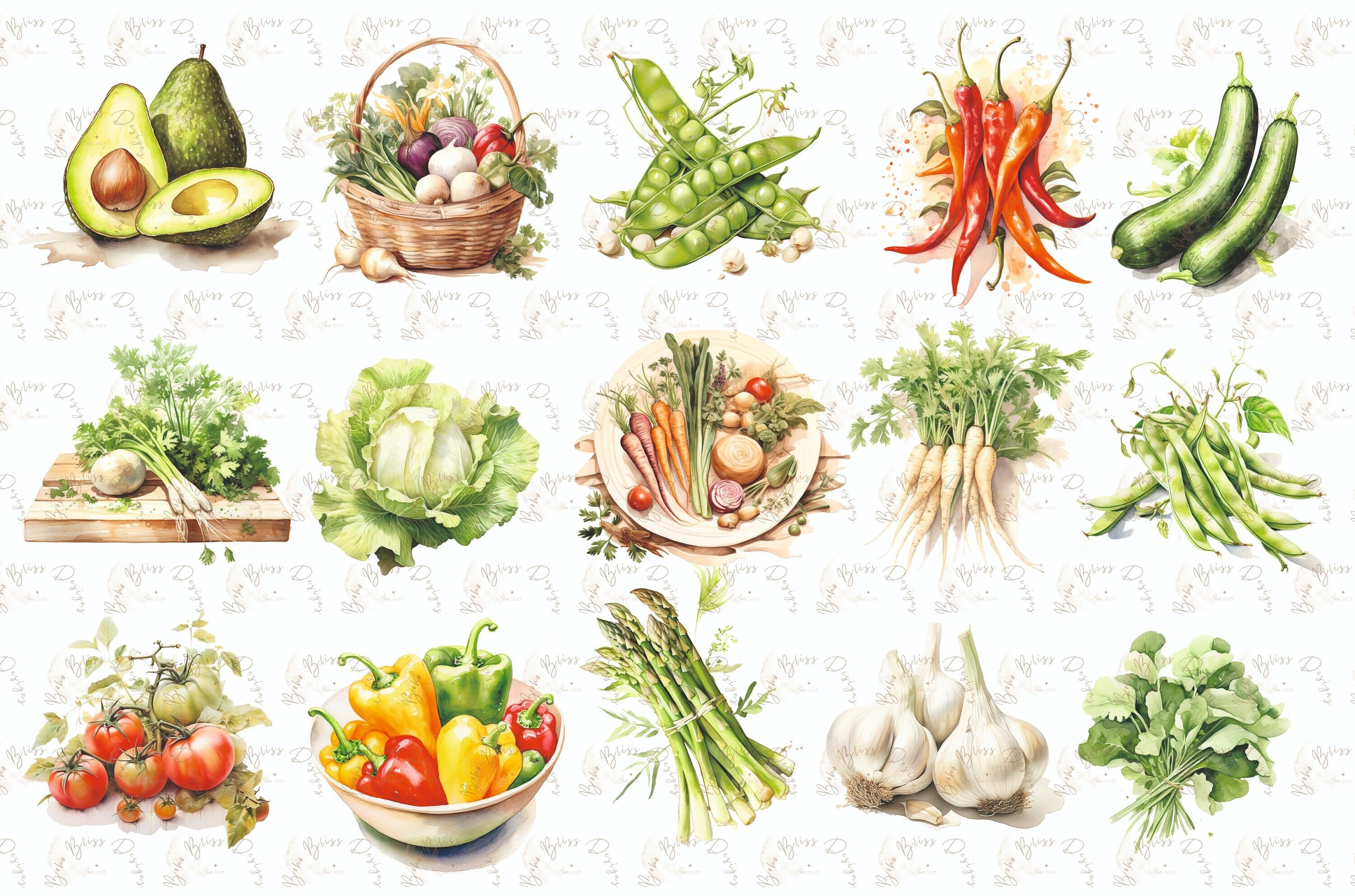 Watercolor Vegetables Clipart, Healthy Food Download, Food Clipart ...