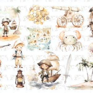 Pirate Clipart, Pirate Graphics, Watercolor Pirates Clipart, Pirates ...