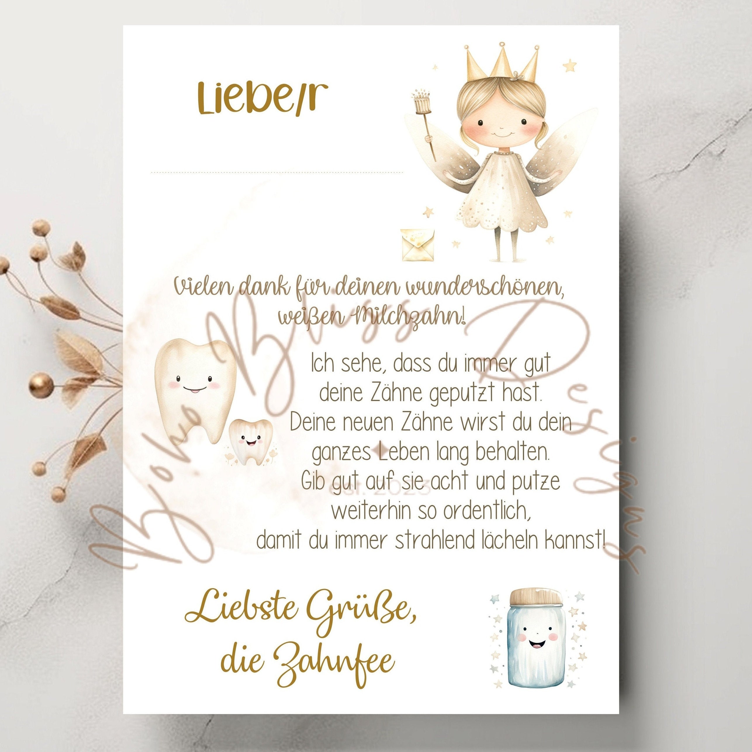 Post von der Zahnfee, Zahnfee Geschenk, Karte mit Zertifikat, Zahnfee ...