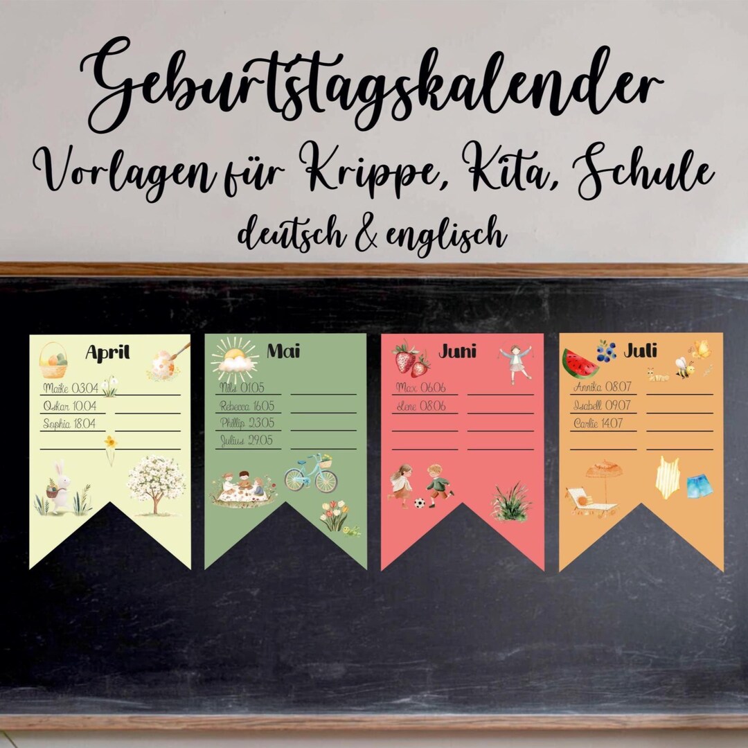 Birthday Calendar, Birthday Classroom Decor, Birthday Calendar Template ...