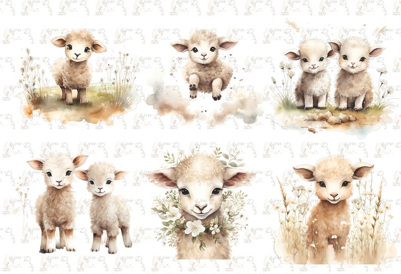 Sheep Clipart, Watercolor Sheep Clipart, Cute Sheep Png, Watercolor ...