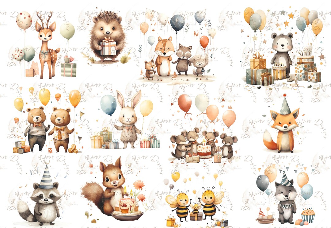 Woodland Animals, Baby Shower, Birthday Party, Party Supplies, Happy ...