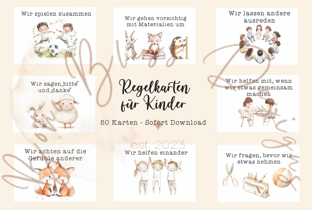 Regelkarten Kindergarten, Regelkarten Kita, Regelkarten Für Grundschulkinder, Regelkarten Kinder ...