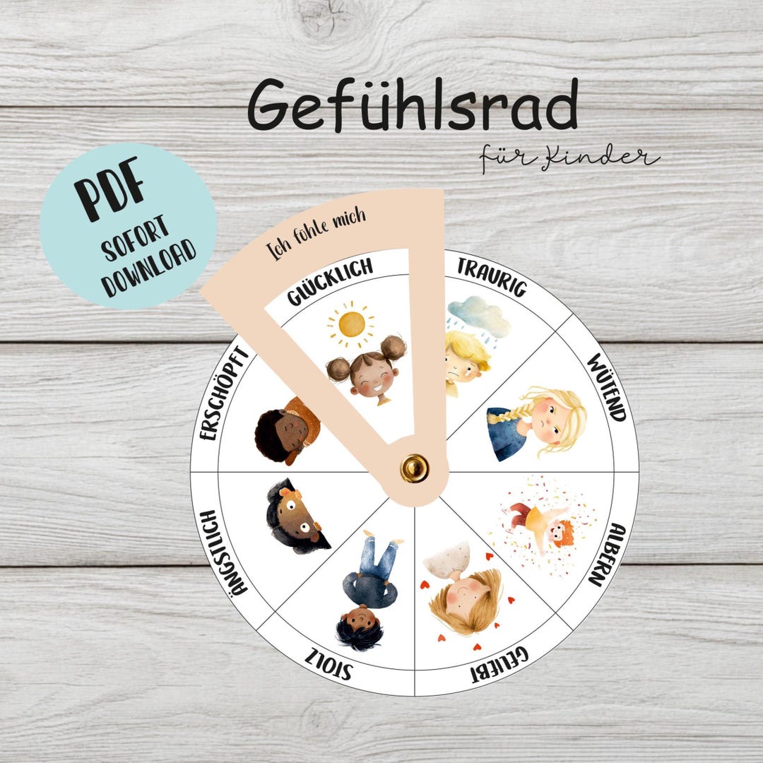 Feelings Emotions Clock Wheel Rotating Wheel Montessori Feelings Wheel ...