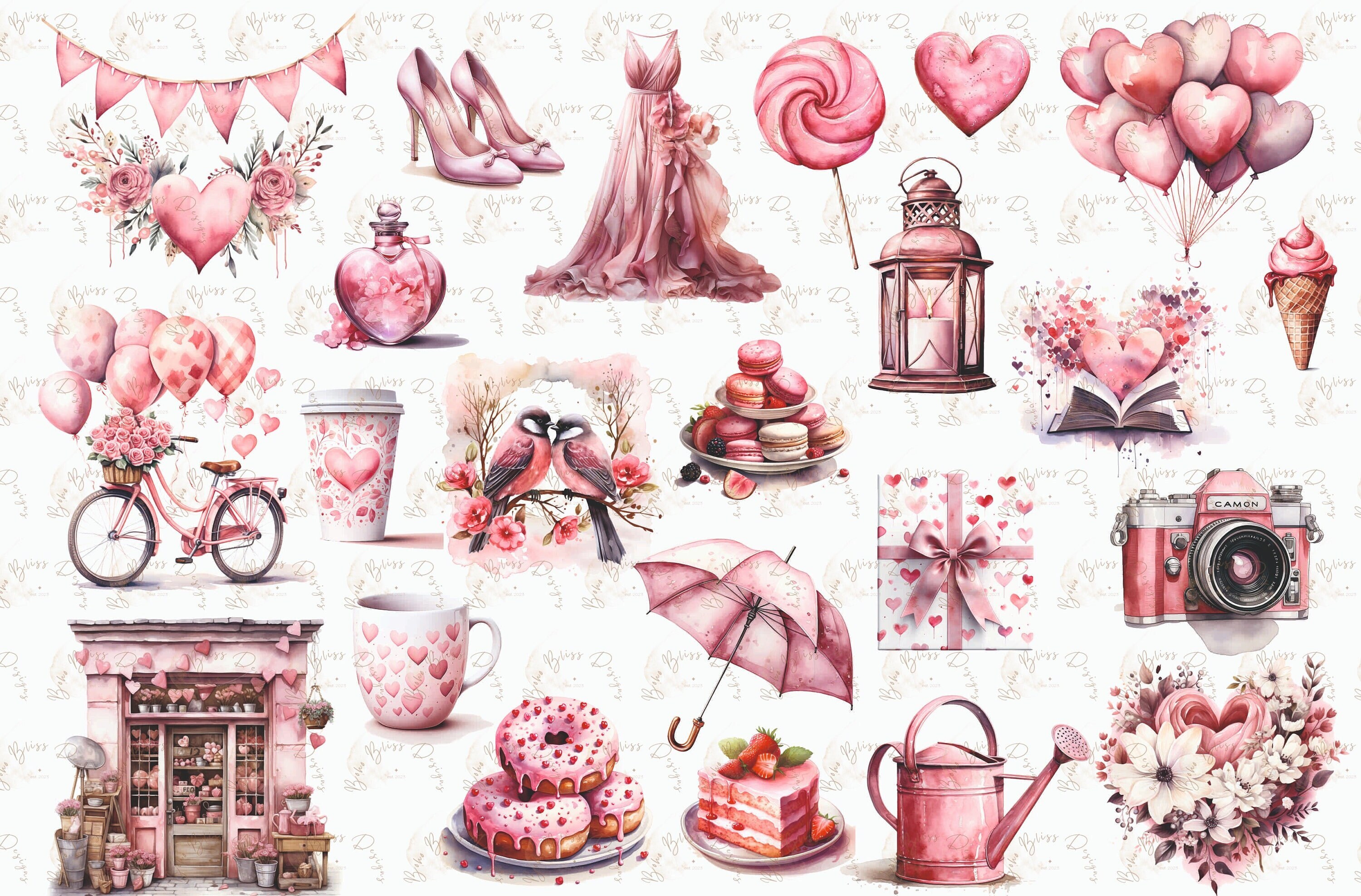 Watercolor Valentines Day Clipart, Valentines Download, Love Clipart ...