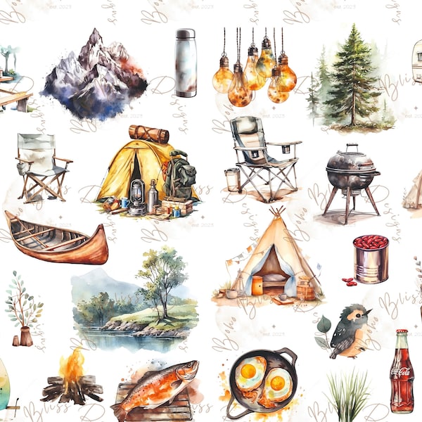 Camping Clipart - Etsy