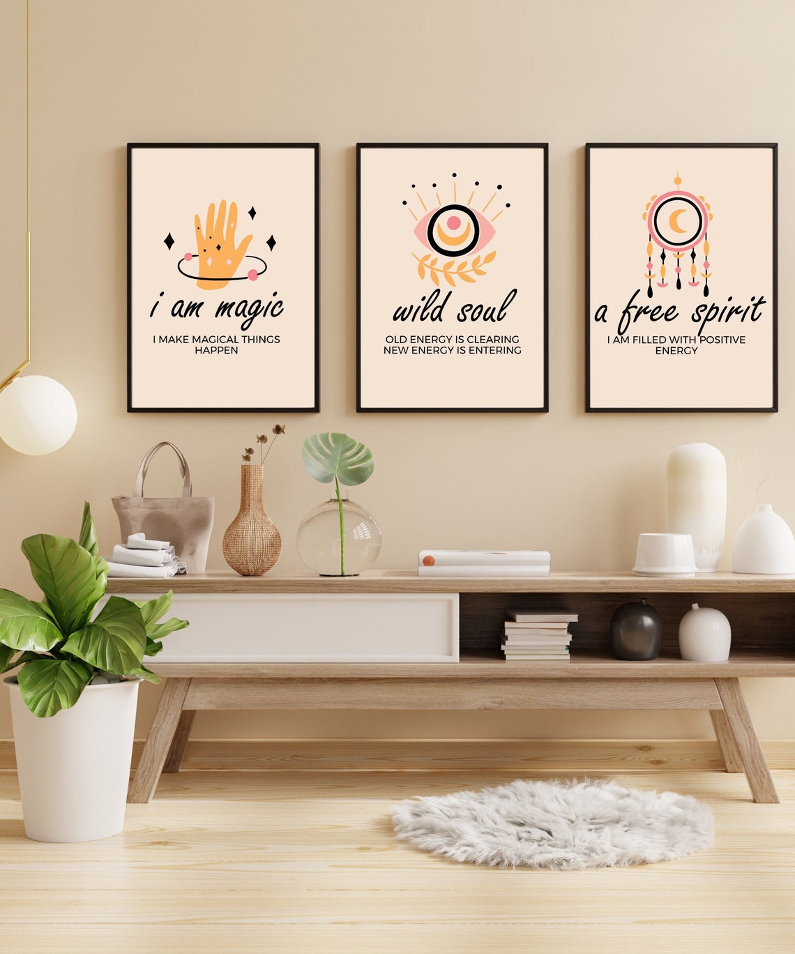 3 Pc-words of Affirmation, Tryptic Manifesting Wall Art, Mindfulness ...