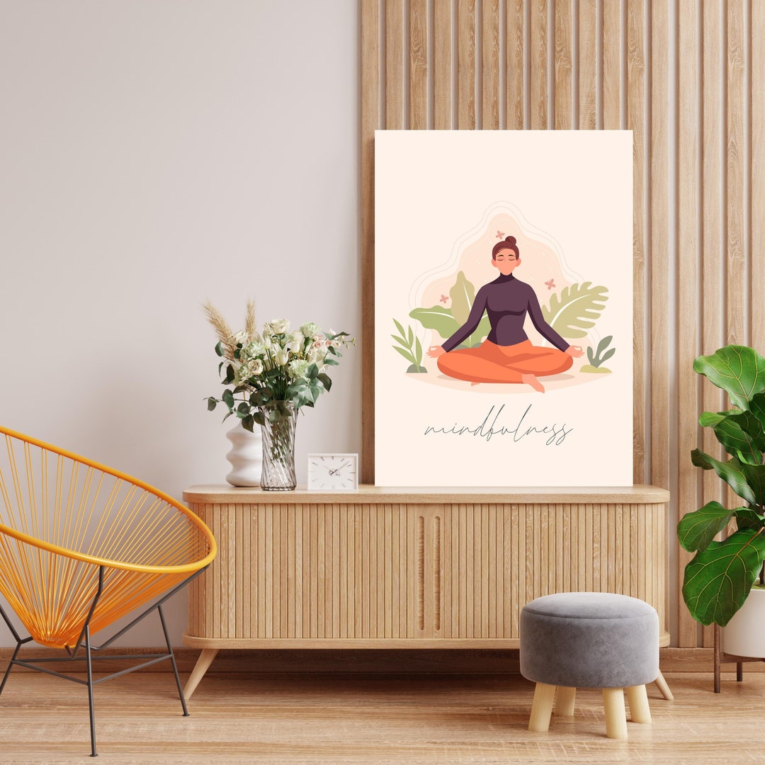 Yoga Lady Art Print, Sukhasna Pose, Meditation Zen Decor (digital ...