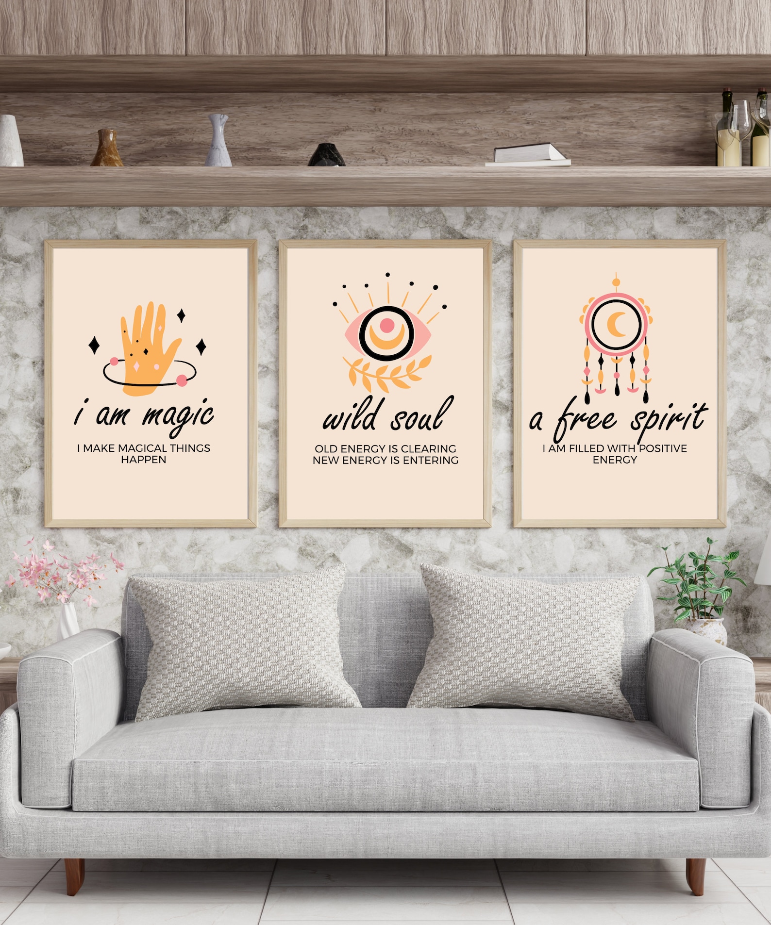 3 Pc-words of Affirmation, Tryptic Manifesting Wall Art, Mindfulness ...