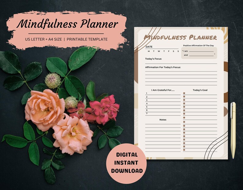 Mindfulness Planner, Daily Wellness, Boho Manifestation Journal ...