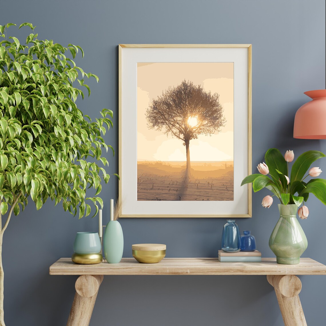 Hope Bare Tree Wall Art Prints, Lone Tree Sunset Landscape Poster ...