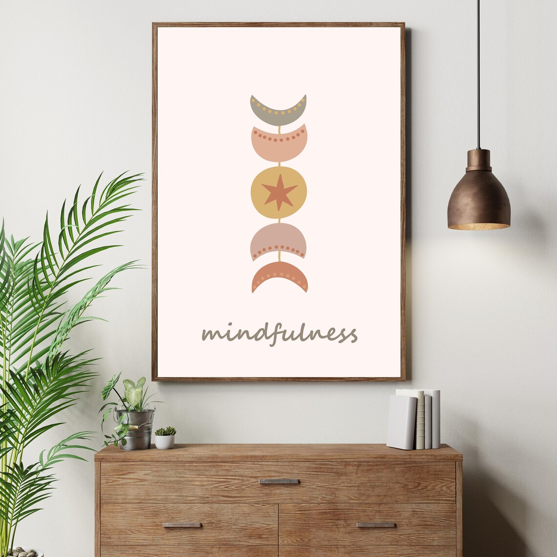 Phases of the Moon Print Poster, Lunar Moon Cycle Poster, Boho Crescent ...