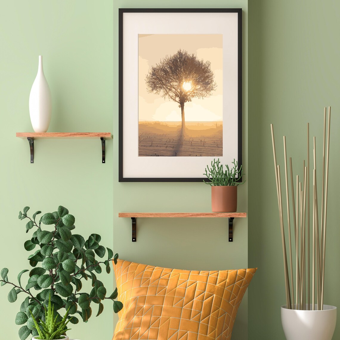 Hope Bare Tree Wall Art Prints, Lone Tree Sunset Landscape Poster ...