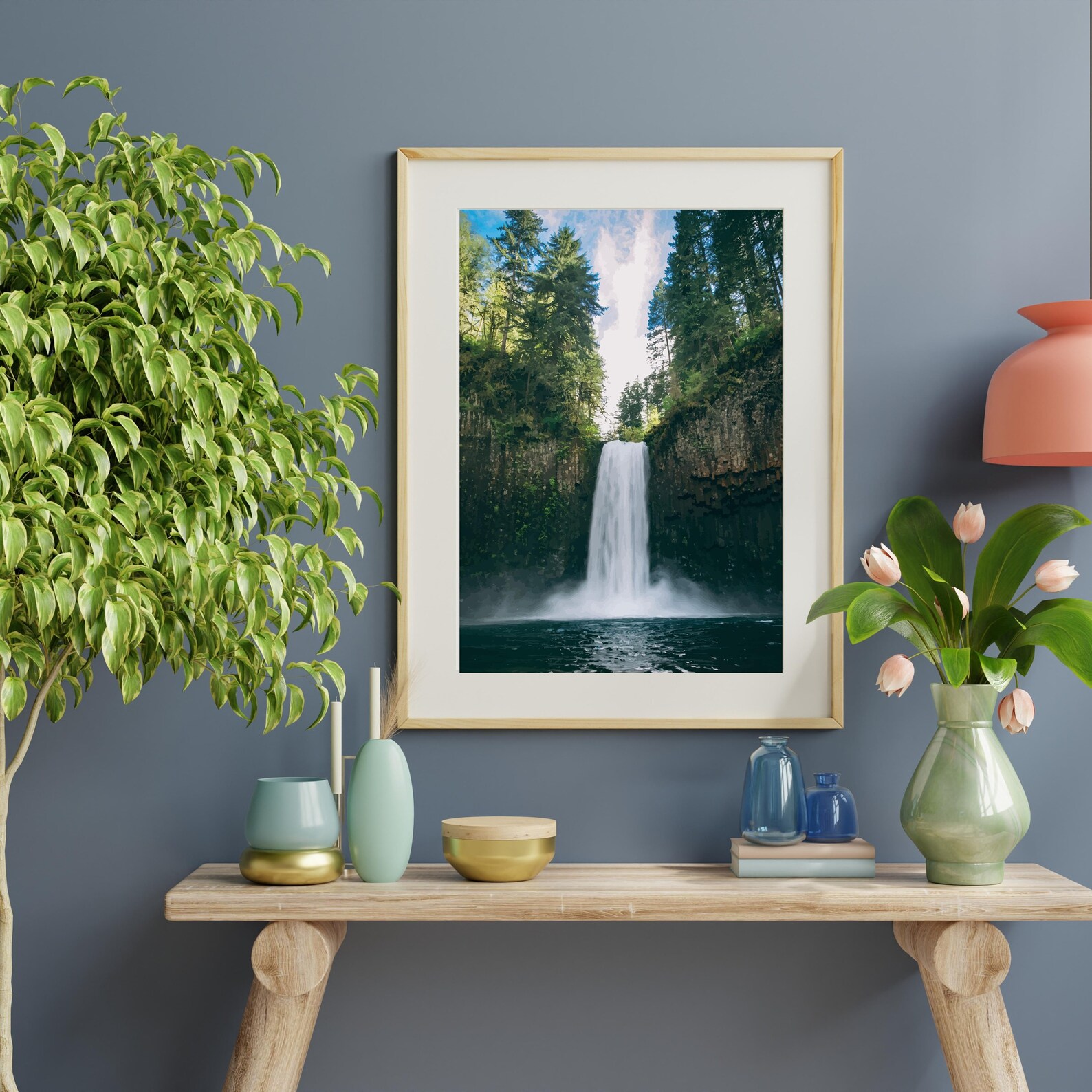 Waterfall Nature Photography Wall Art, Calming Scenery Print (digital ...