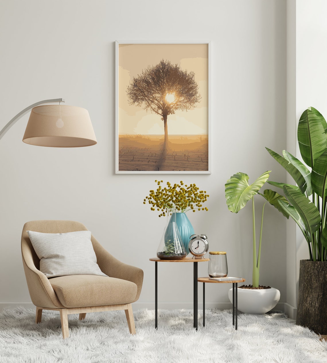 Hope Bare Tree Wall Art Prints, Lone Tree Sunset Landscape Poster ...