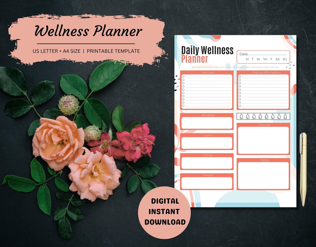 Daily Wellness Planner Printable, Mindfulness Self Care Worksheets ...