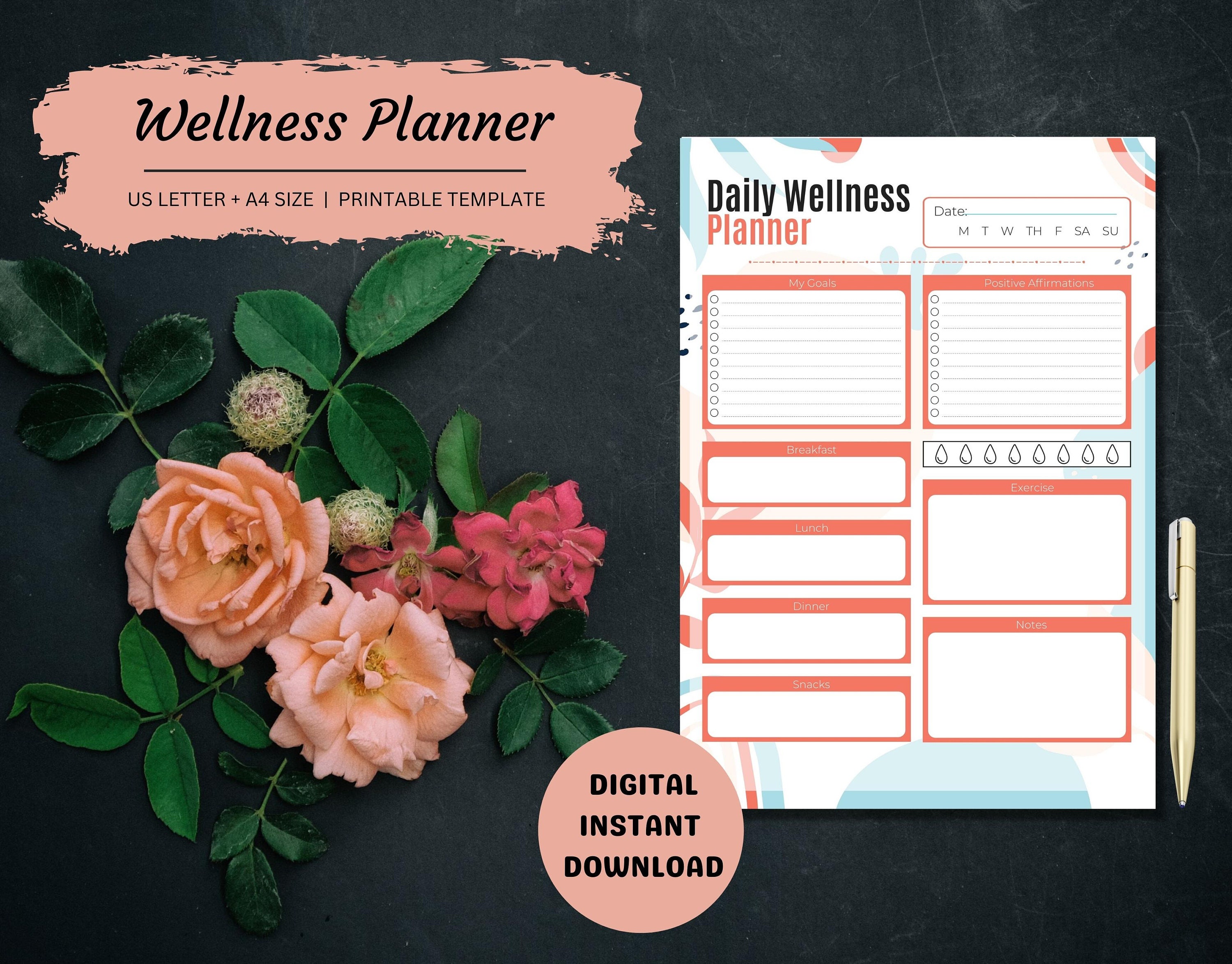 Daily Wellness Planner Printable, Mindfulness Self Care Worksheets ...