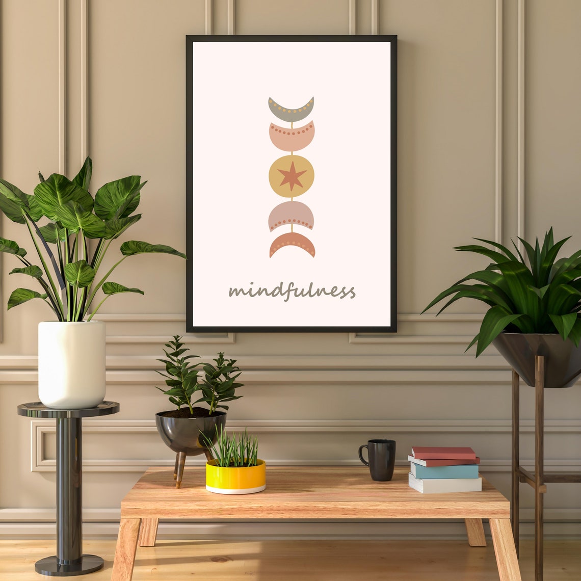 Phases of the Moon Print Poster, Lunar Moon Cycle Poster, Boho Crescent ...