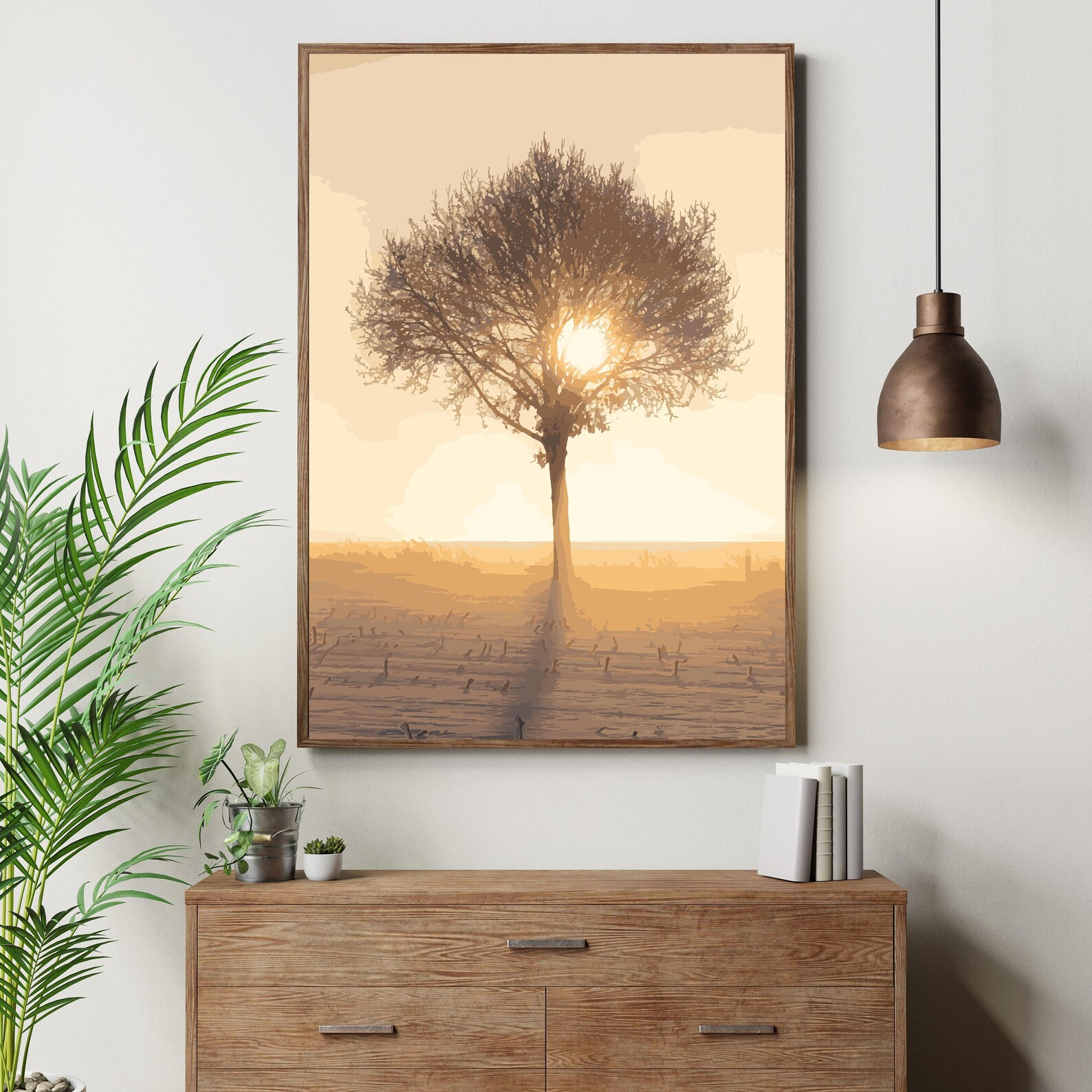 Hope - Bare Tree Wall Art Prints, Lone Tree Sunset Landscape Poster ...