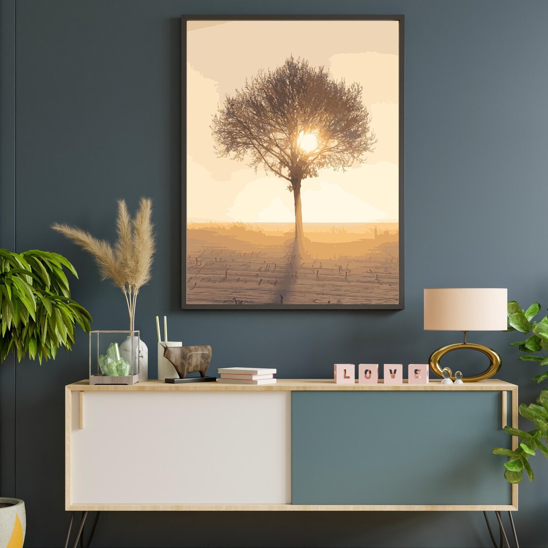 Hope - Bare Tree Wall Art Prints, Lone Tree Sunset Landscape Poster ...