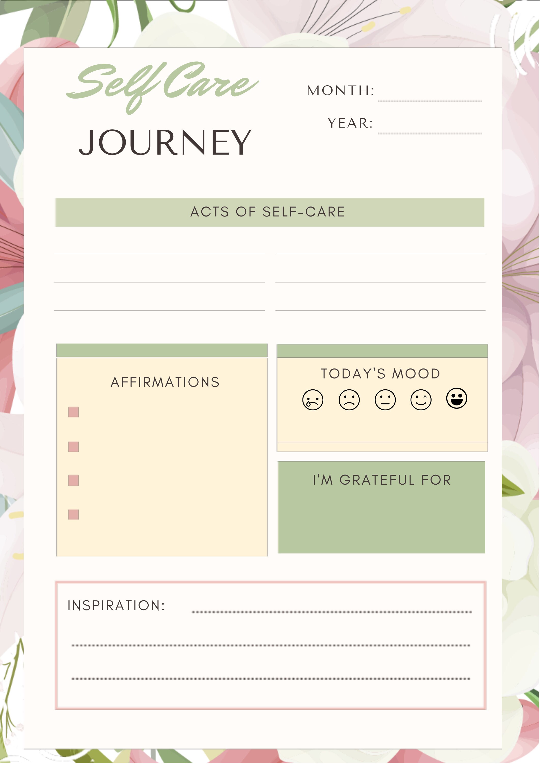 Self Care Planner, Wellness Planner, Mindful Self Love Journal ...