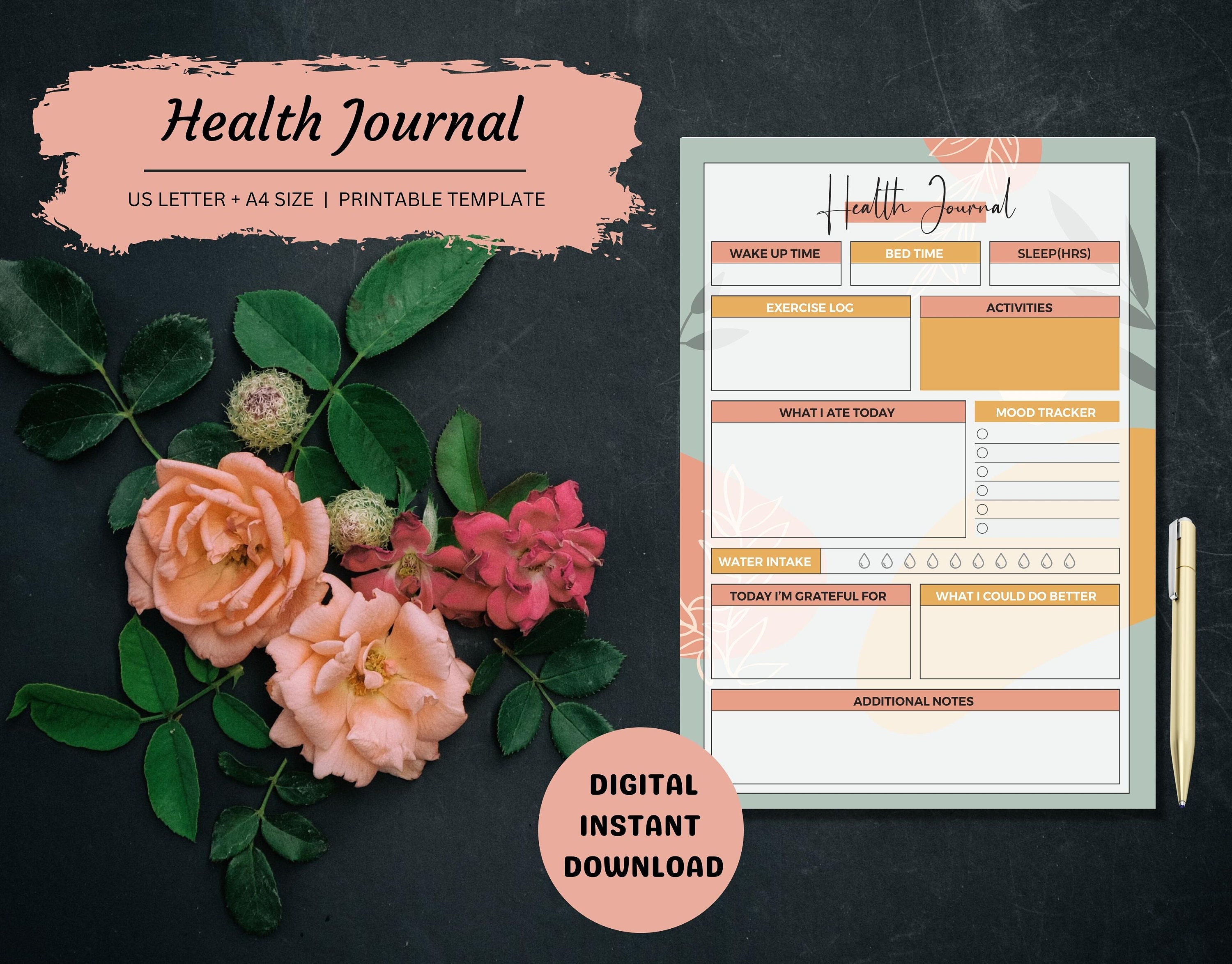 Mental Health and Wellness Journal, Wellbeing Planner, Daily Check in ...