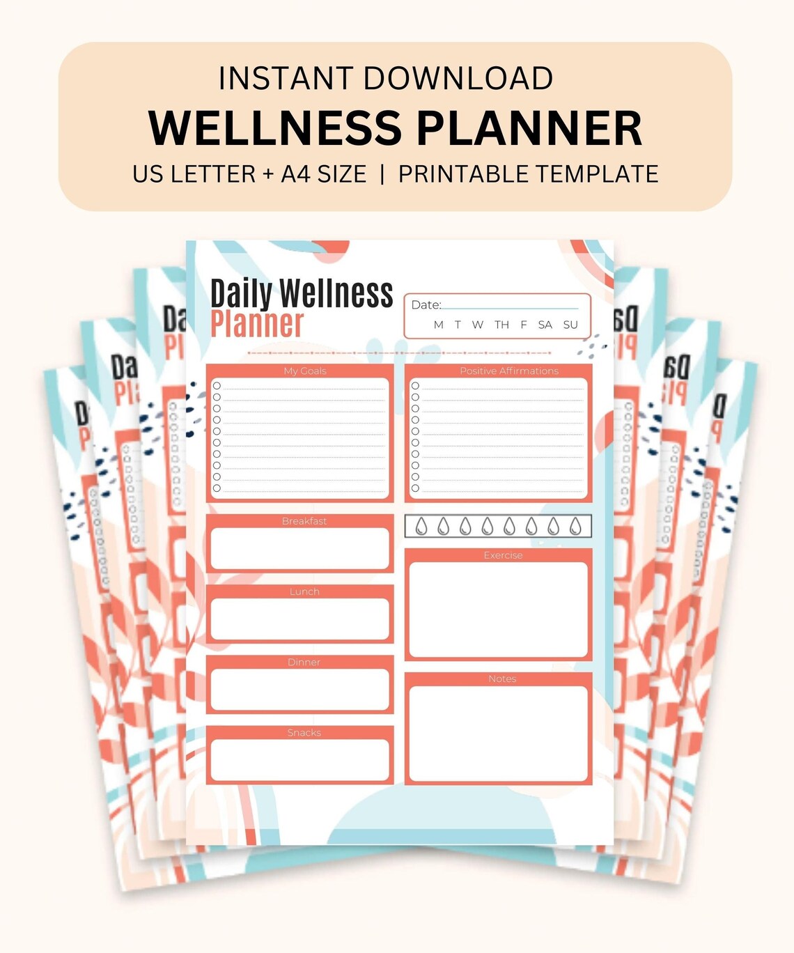 Daily Wellness Planner Printable, Mindfulness Self Care Worksheets ...