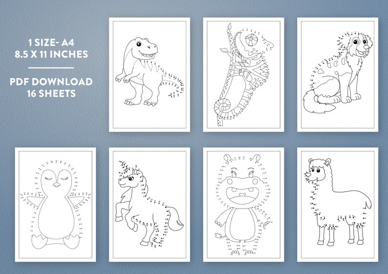 Animals CONNECT THE DOTS Worksheets for Kids Digital - Etsy