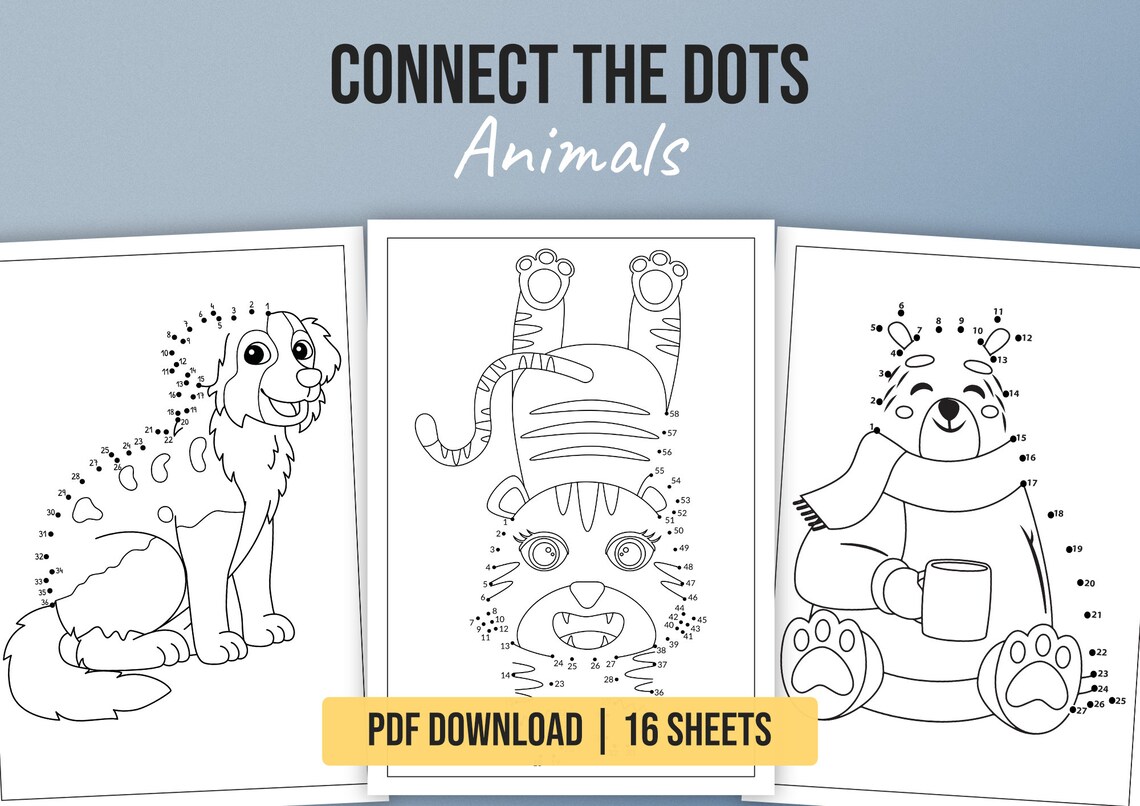 Animals CONNECT THE DOTS Worksheets for Kids Printable Classroom ...